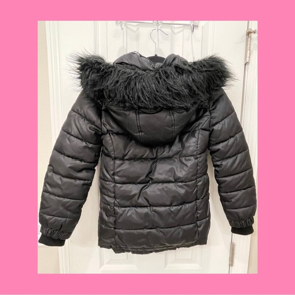Justice | Jackets & Coats | Justice Girls Fur Trim Puffer Coat Black 67 ...